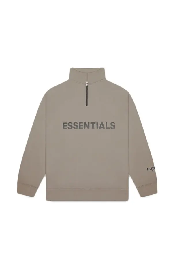 Fear Of God Essentials Half Zip Pullover Sweater - Taupe