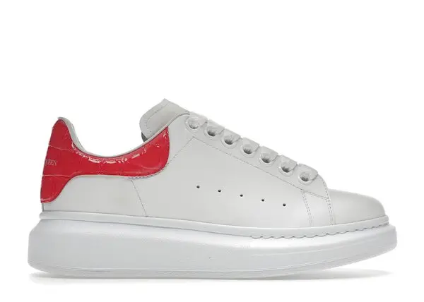 Alexander McQueen Oversized Embossed Croco Sneakers - White/rose