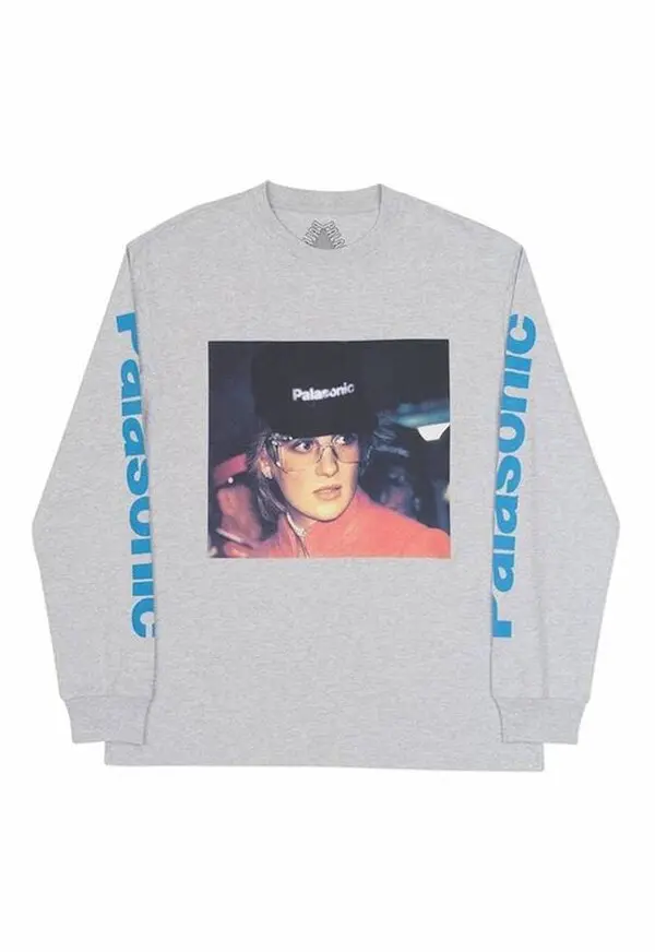 PALACE P.o.w. Long Sleeve Tee Shirt - Grey Marl