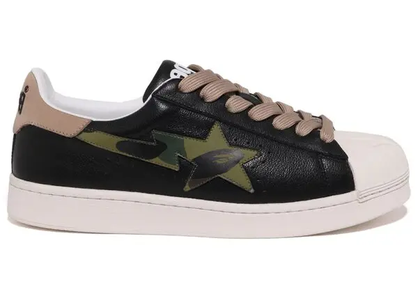 BAPE A Bathing Ape Skull Sta Sneakers - Black/beige/green