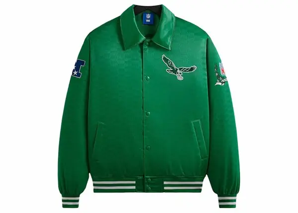 Kith X Nfl Eagles Satin Bomber Jacket - Parrot
