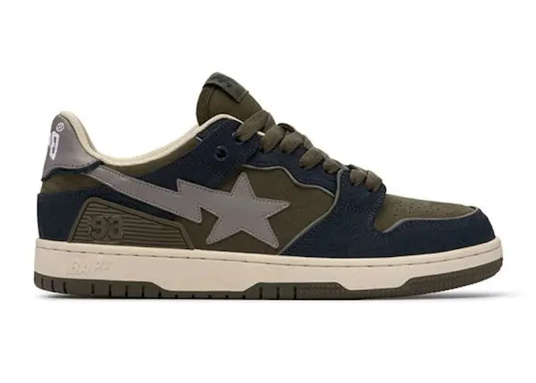 BAPE A Bathing Ape Sk8 Sta Sneakers - Navy Blue/khaki/grey