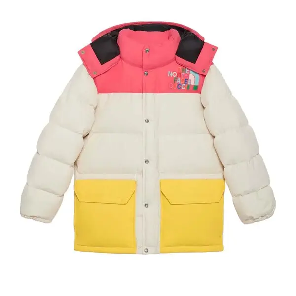 Gucci X The North Face Down Jacket - Ivory/dark Pink/yellow