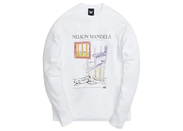 Kith For Mandela Day 2021 Illustrations Vintage Long Sleeve Tee Shirt - White