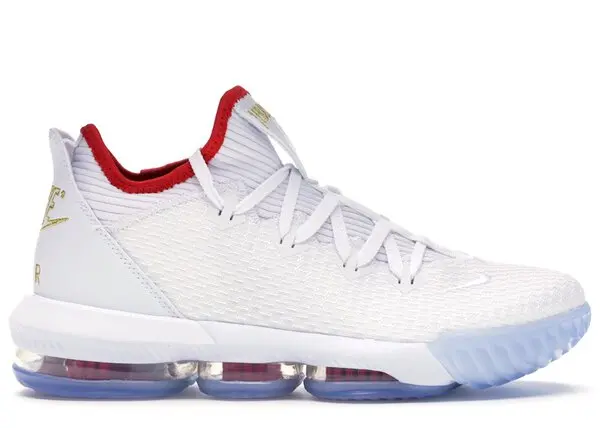 Nike Lebron 16 Low Draft Day Sneakers - White/black/university Red