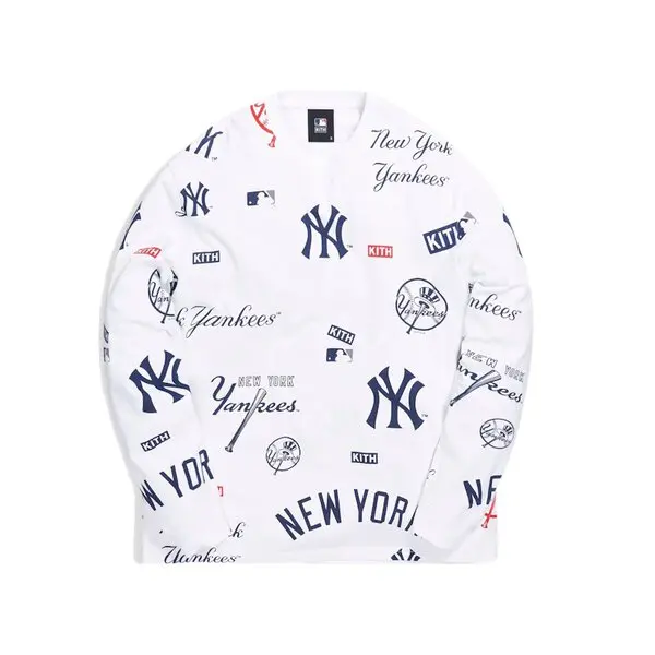 Kith For Major League Baseball New York Yankees All Over Long Sleeve Tee Shirt - White