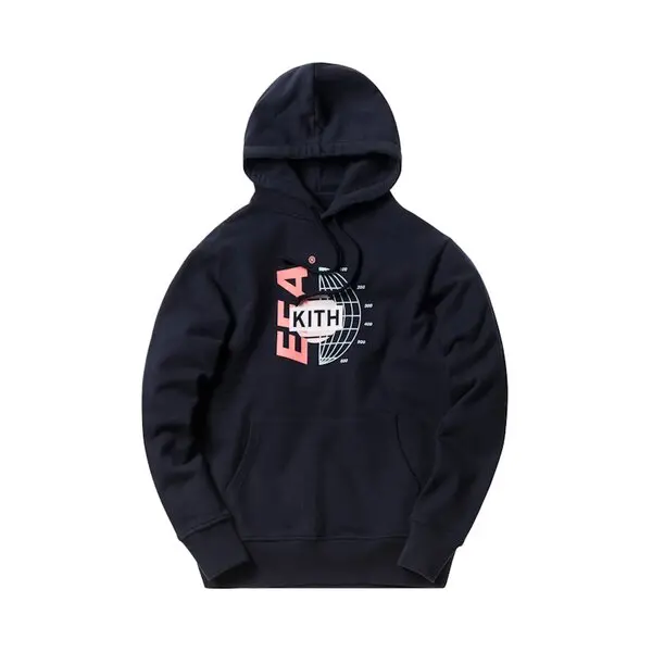 Kith Globe Logo Hoodie - Navy Blue