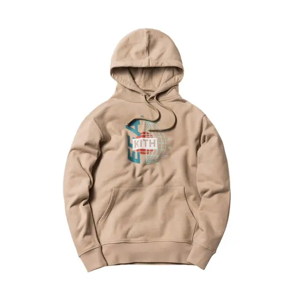 Kith Eea Globe Logo Hoodie - Sand