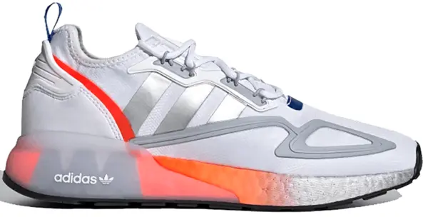 Adidas Zx 2k Boost Sneakers - Cloud White/silver Metallic/glow Blue