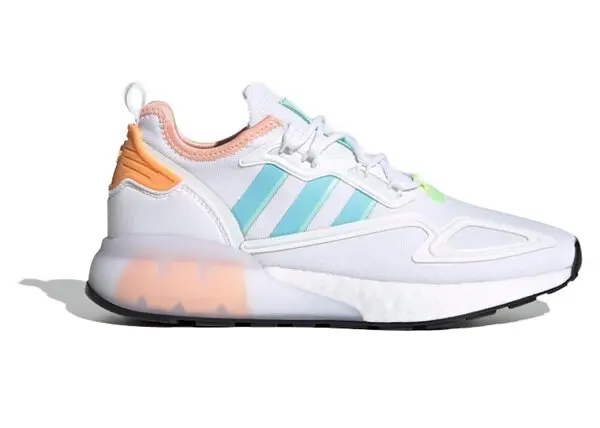 Adidas Zx 2k Boost Sneakers - Core White/hazy Sky Blue/glow Pink