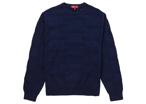 Supreme Raised Logo Sweater - Navy | Editorialist