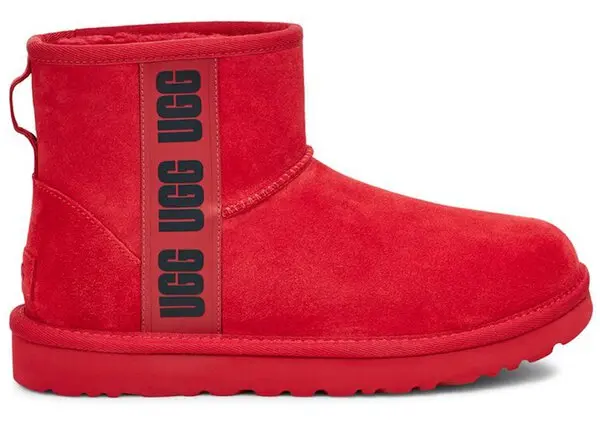 UGG Classic Mini Side Logo Boots - Samba Red/black
