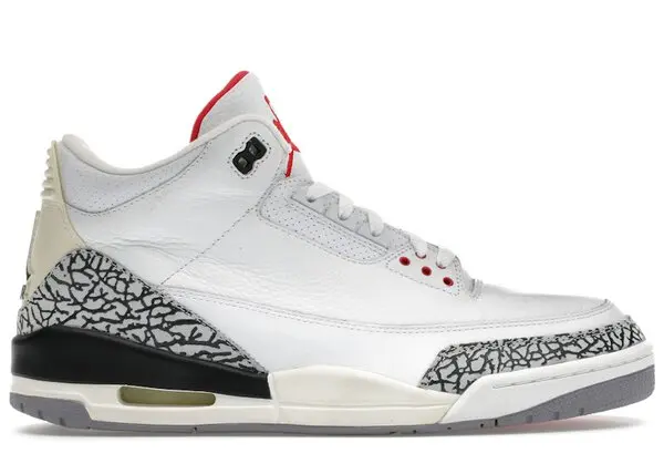 JORDAN 3 Retro Cement 2003 - White/cement Grey/fire Red