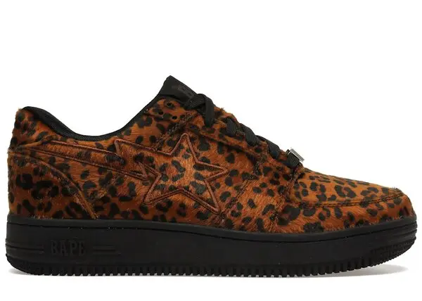 BAPE A Bathing Ape Sta Low Leopard Sneakers - Orange/black