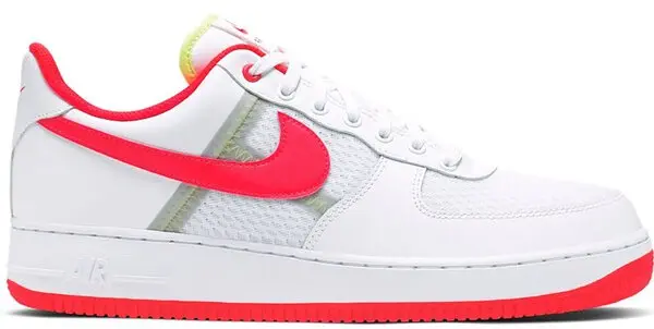 Nike Air Force 1 Low Transparent Crimson Sneakers - White/bright Crimson/barely Volt