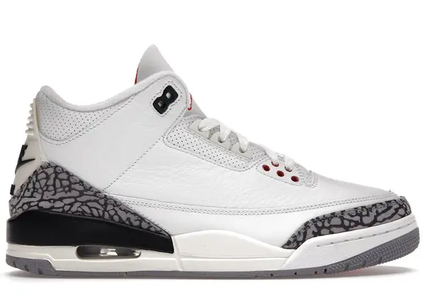 JORDAN 3 Retro White Cement Reimagined Sneakers - Summit White/fire Red/black
