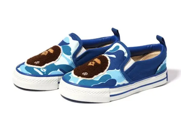 BAPE A Bathing Ape Ape Head Slip-on Sneakers - Blue/green/white