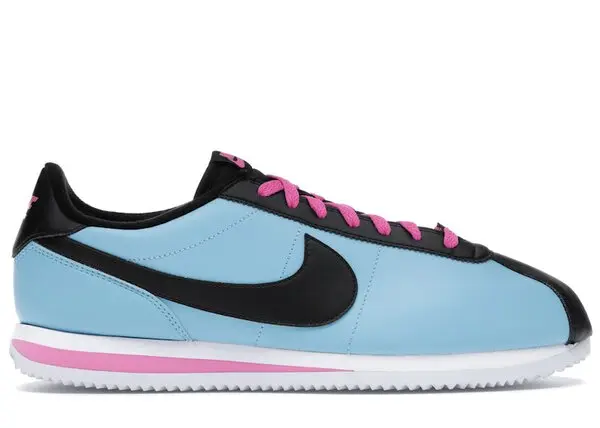 Nike Cortez Basic Leather Sneakers - Blue Gale/black/laser Fuchsia