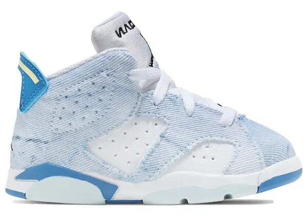 JORDAN 6 Retro Washed Denim Sneakers - White/dutch Blue/citron