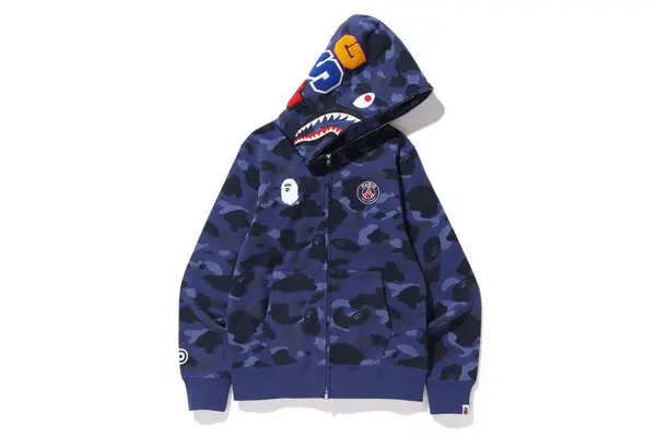 Bape X Psg Shark Full Zip Hoodie Navy Editorialist