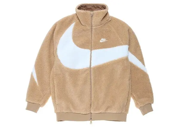 Nike Big Swoosh Reversible Boa Jacket - Hemp White