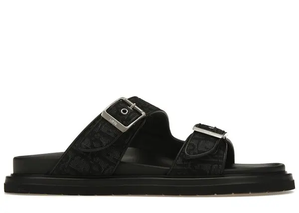 Dior Aqua Oblique Canvas Sandals - Black