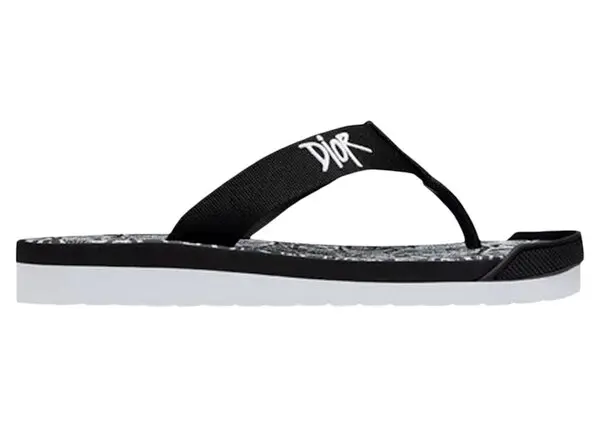 Dior And Shawn Embroidery Flip Flops - White/black