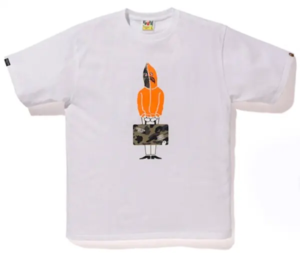 BAPE X Porter Stand Shark Hoodie Tee Shirt - White