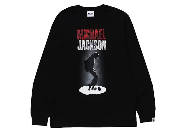 BAPE X Michael Jackson Long Sleeve Tee Shirt - Black