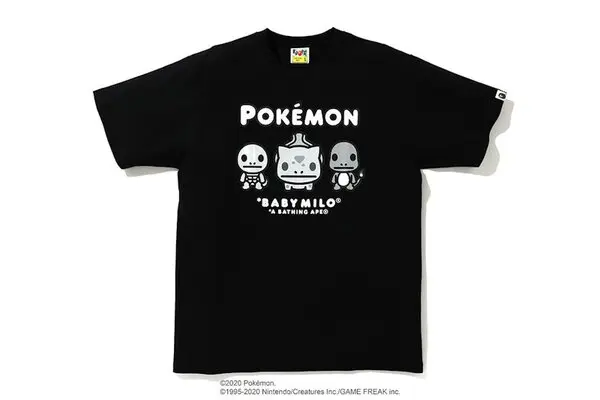 BAPE X Pokemon Monotone Starters Tee Shirt #3 - Black