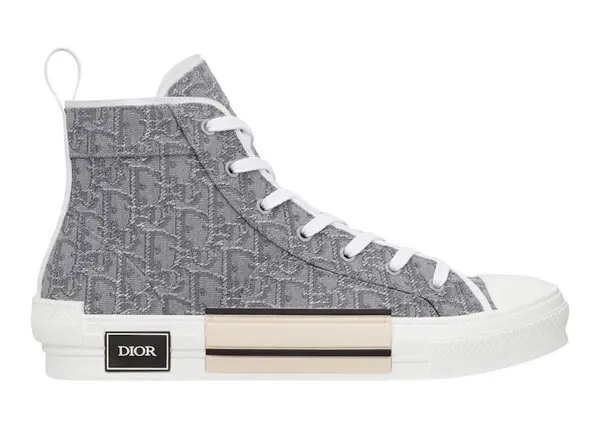 Dior B23 High-top Sneaker In Oblique Jacquard - Ruthenium Metallic/white