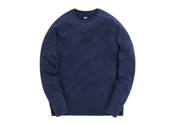 Kith Johnson Crystal Wash Baby Terry Long Sleeve Tee Shirt - Obsidian Navy Blue