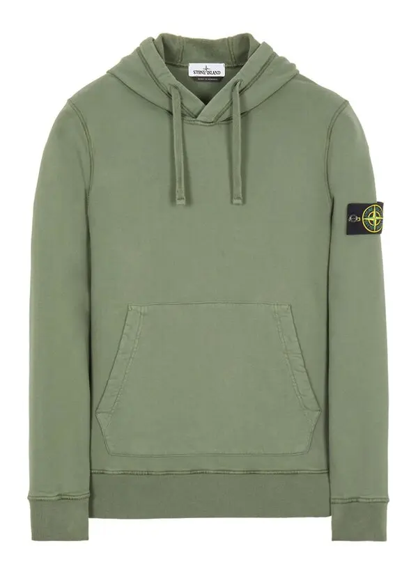 Stone Island Brushed Cotton Fleece Hoodie - Sage