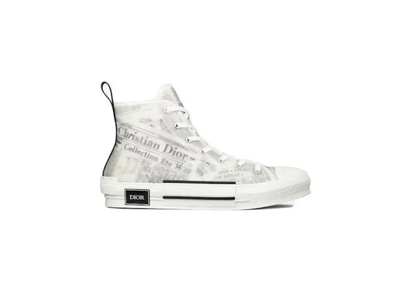 Dior B23 High-top Newspaper Print Sneakers - White