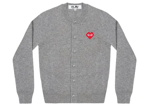Play Comme Des Garcon X Invader Cardigan - Top Grey