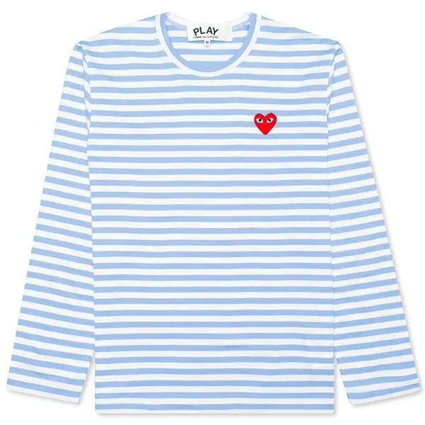 Play Comme Des Garcon Striped Long Sleeve T-shirt - Blue/white