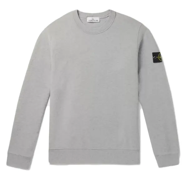 Stone Island Logo Appliquéd Mélange Cotton Jersey Sweatshirt - Grey