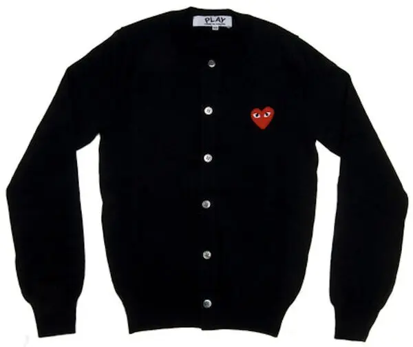 Play Comme Des Garcon Heart Knit Cardigan - Black