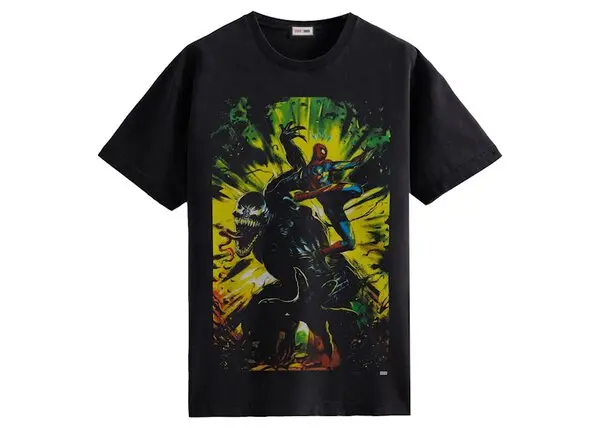 Kith Marvel Spiderman Venom Battle Vintage Tee Shirt - Black