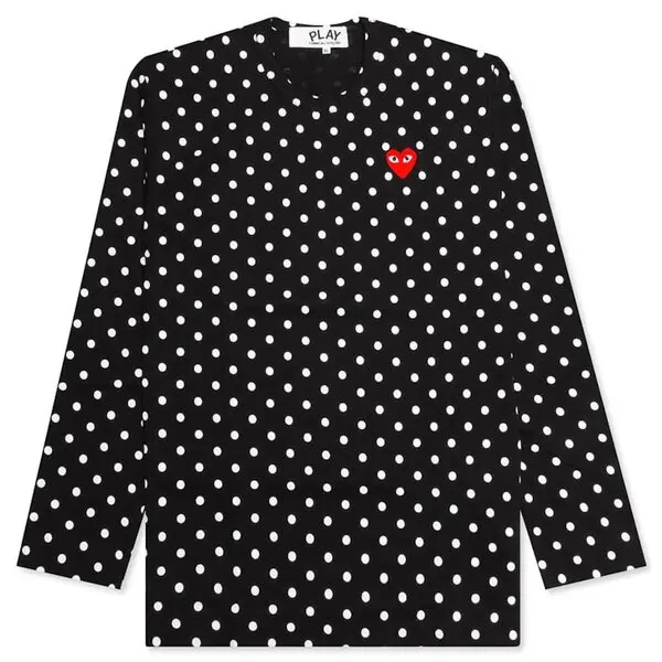 Play Comme Des Garcon Polka Dot Long Sleeve T-shirt - Black