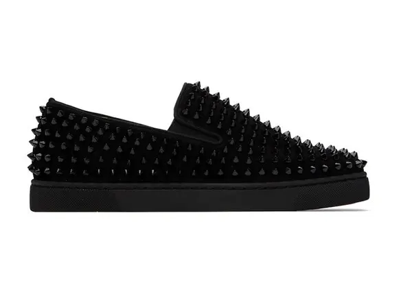 CHRISTIAN LOUBOUTIN Spike Roller Boat Sneaker - Black