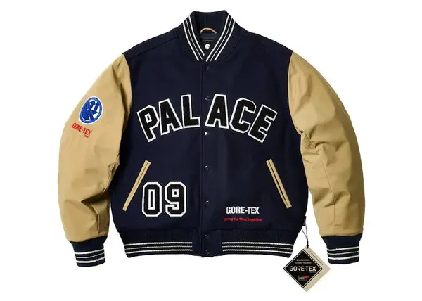 PALACE Gore-tex Going Further Varsity Jacket - Navy Blue