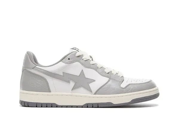 BAPE A Bathing Ape Court Stain Sneakers - Light Grey/cream