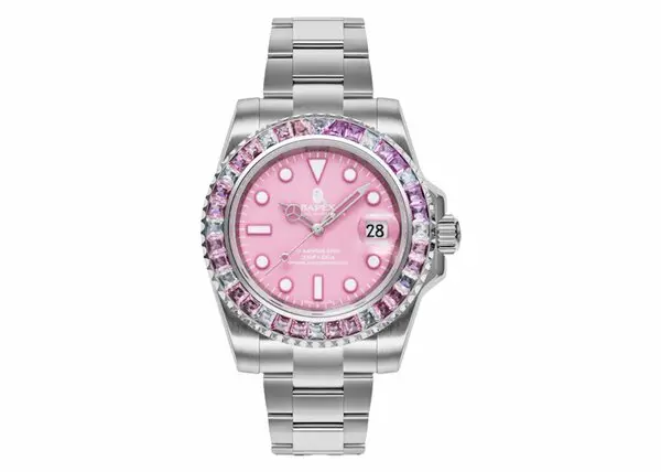 BAPE Type 1 Crystal Stone Watch - Pink