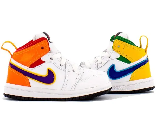 JORDAN 1 Mid Alternate Sneakers - White/total Orange/university Red