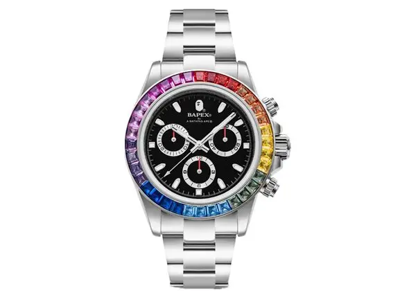 BAPE Type 4 Bapex Crystal Stone Watch - Silver