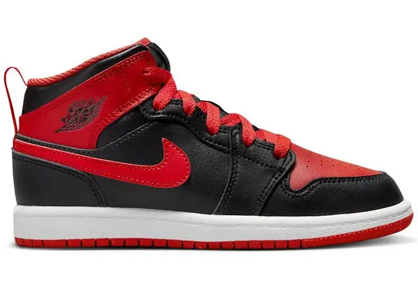 JORDAN 1 Mid Alternate Bred Sneakers - Black/white/fire Red