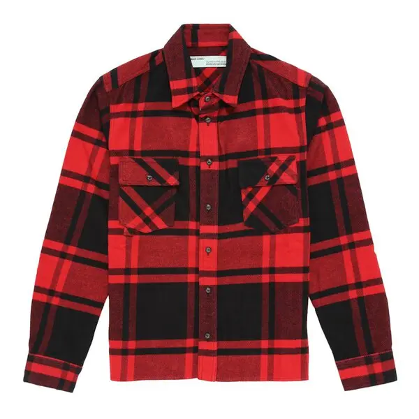 Off-White Logo Print Checke Flannel Overshirt