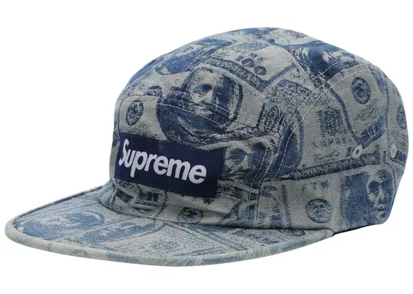 Supreme 100 Dollar Bill Camp Cap - Blue