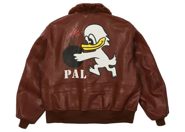 PALACE Leather Flight Jacket - Brown